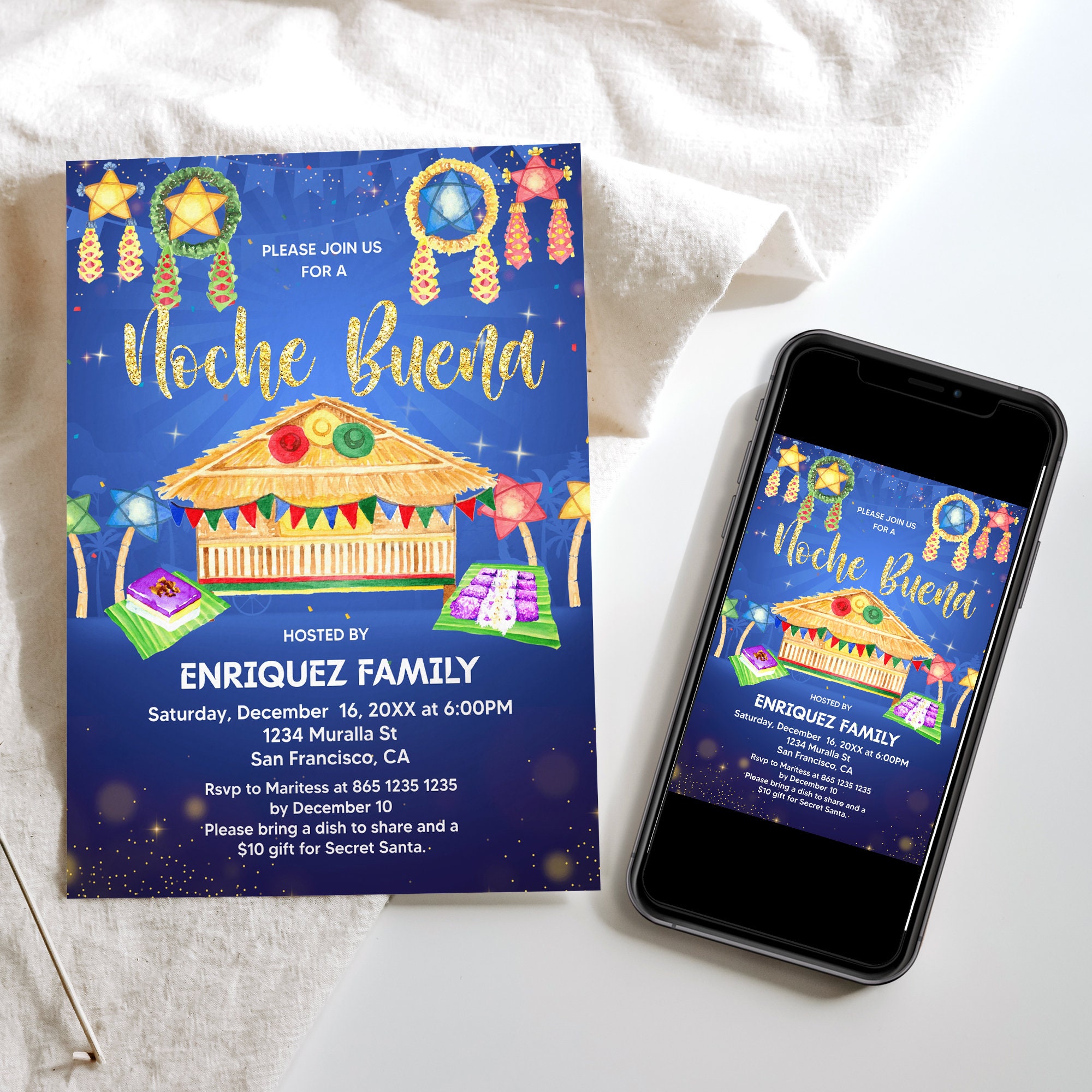 Filipino Christmas Party Invitation, Noche Buena, Filipino Fiesta ...