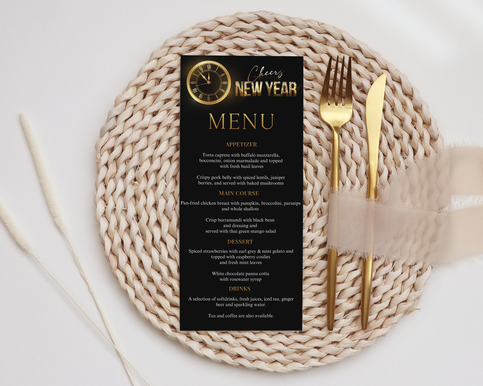 New Year Menu Template, Holiday Menu Template, New Year Menu Planner ...