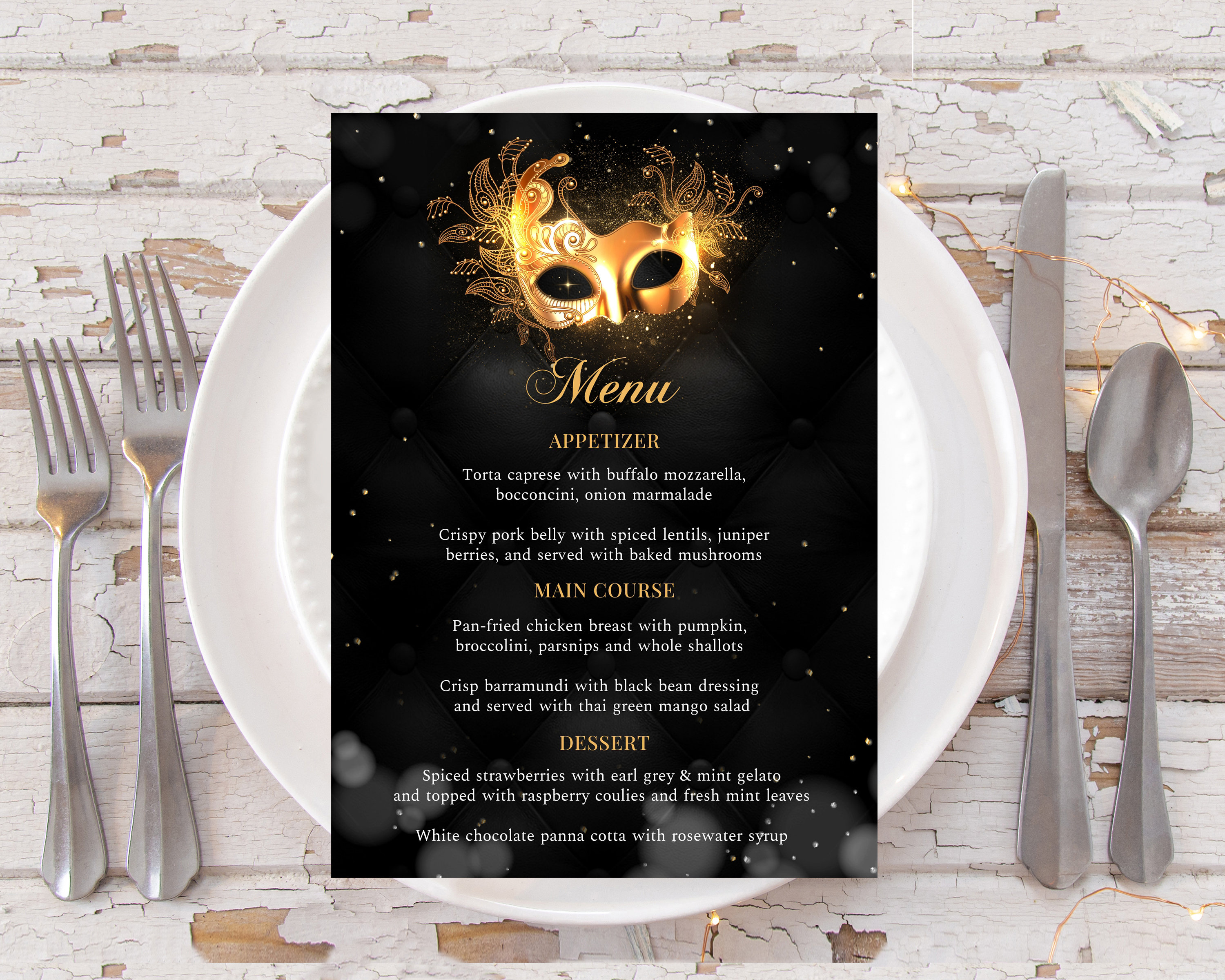 Black and Gold Masquerade Menu Template Masquerade Prom Menu - Etsy