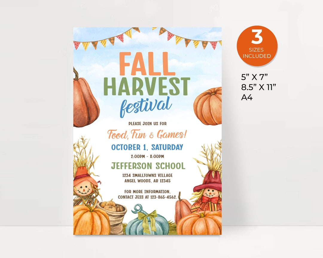 Fall Harvest Festival Flyer, Fall Harvest Fundraiser, Editable Rustic ...