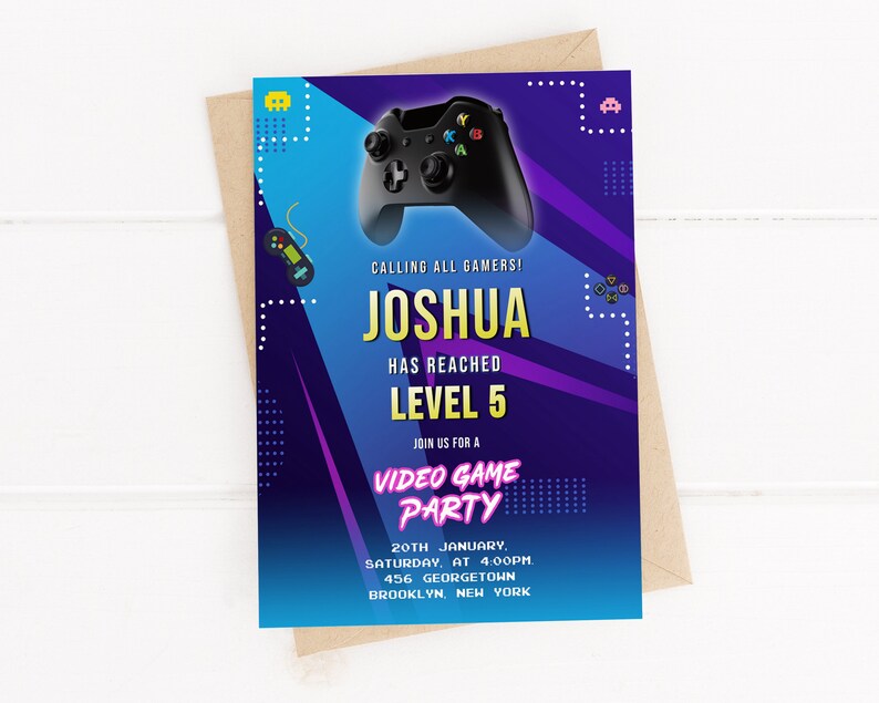 Video Games Invitation Gamer Invitation Birthday Invitation - Etsy