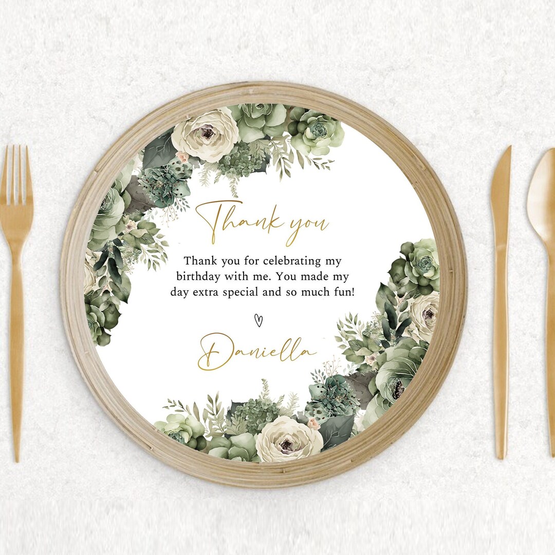 Sage Green and Cream Charger Plate Insert, Birthday Floral Charger ...