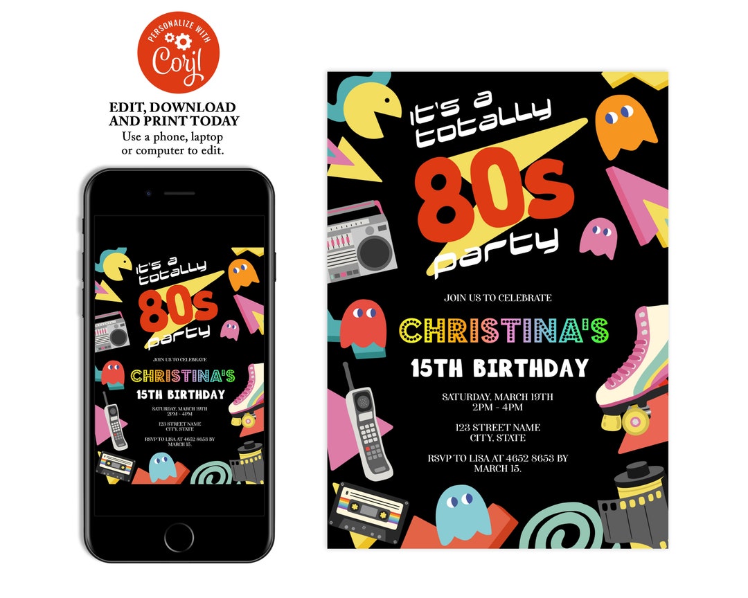 Halloween 80s Birthday Invitation, 80s Theme Invitation, 80s Invitation ...
