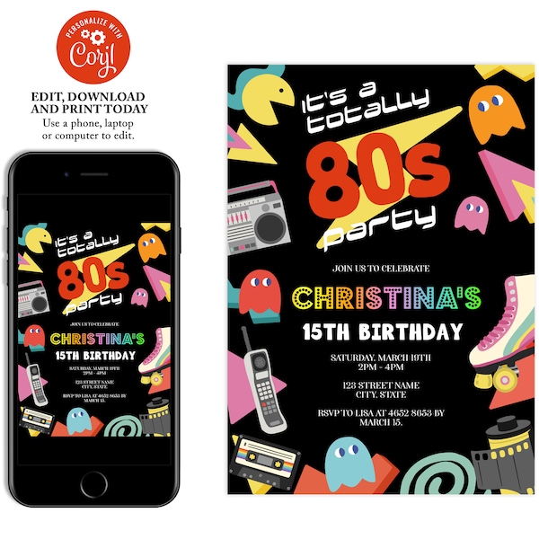 80s Party Invitation - Etsy