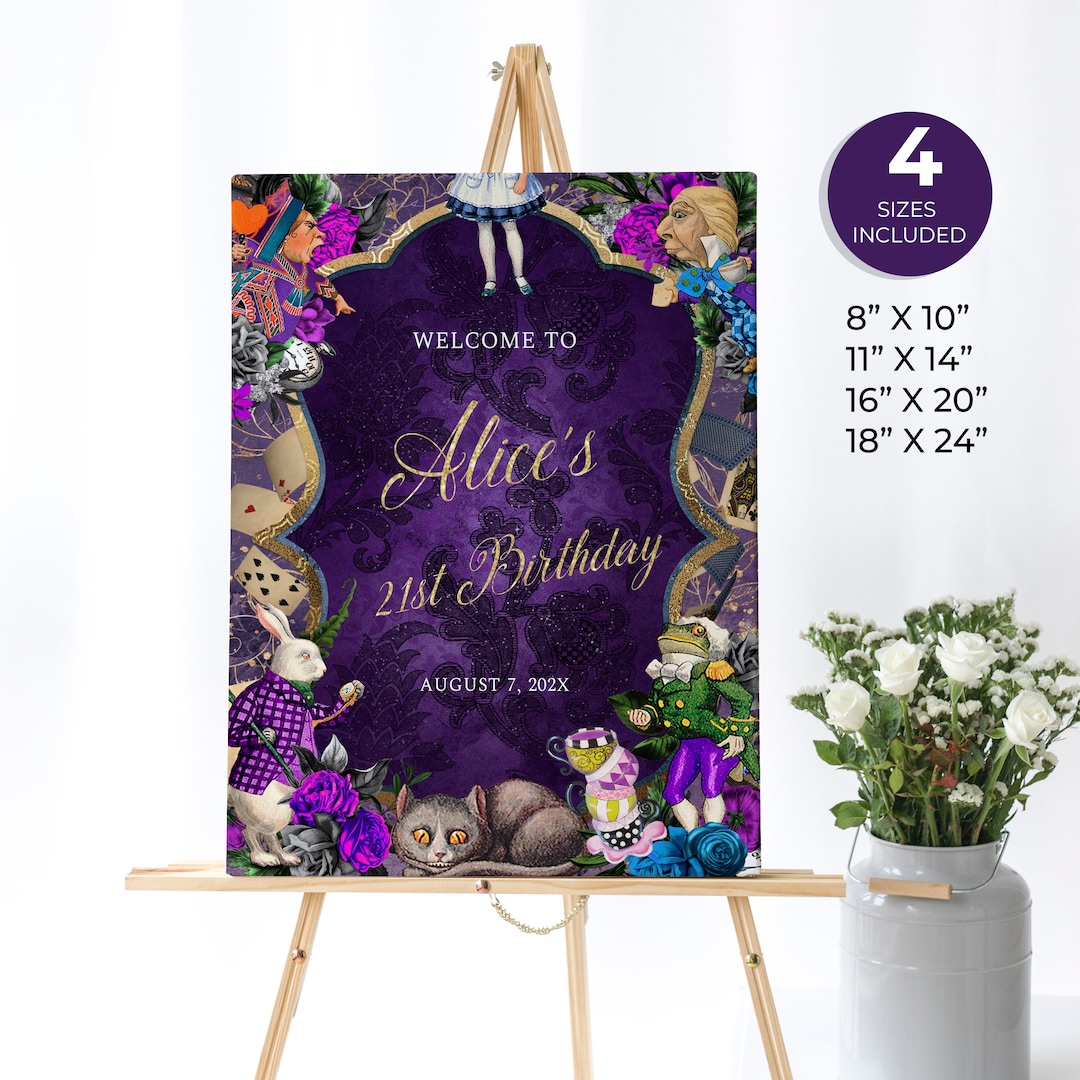 Alice in Wonderland Welcome Sign, Whimsical Gala Ball, Purple Fantasy ...