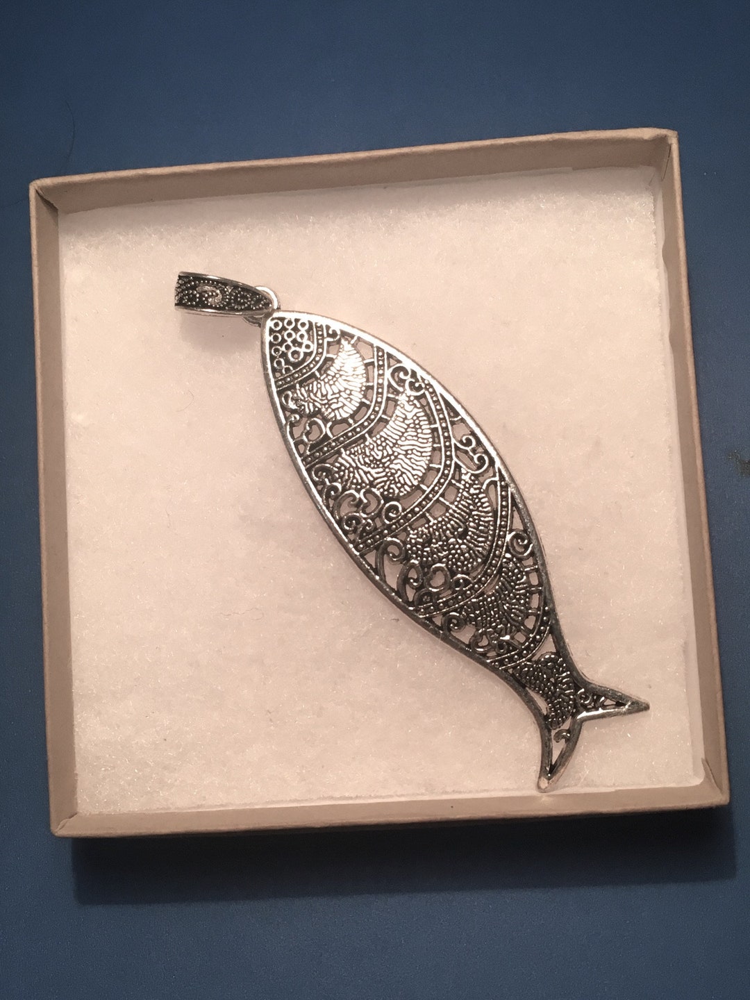 Fish - Filigree Silver Plated Pendant - Etsy