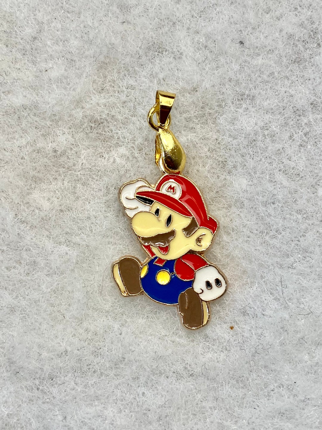 Super Mario - Vintage Enamel Charm on 18K Gold Plated Spinner. - Etsy