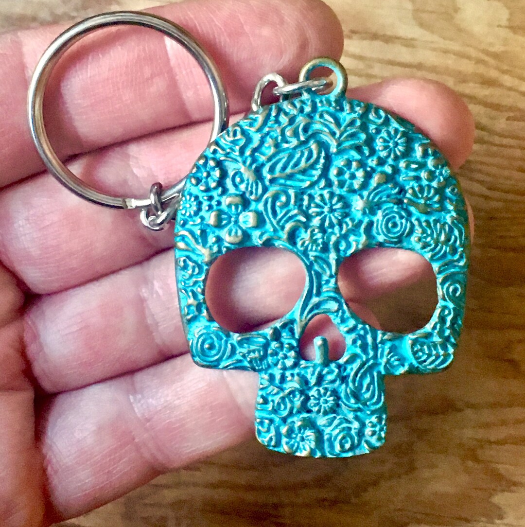 Large Copper Scull on Keychain. - Etsy
