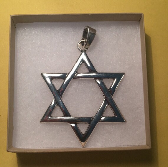 Star of David Large Silver Plated Pendant. - Etsy