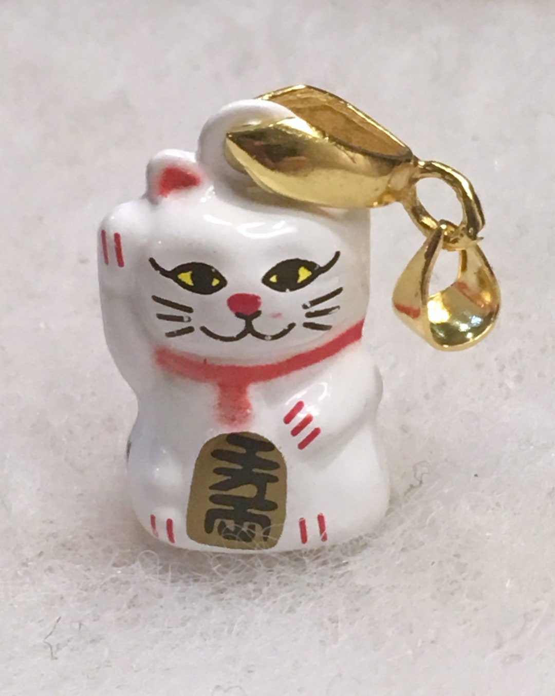 Maneki Neko ( Japanese Lucky Cat) - Miniature Bell - Pendant on 18 K ...
