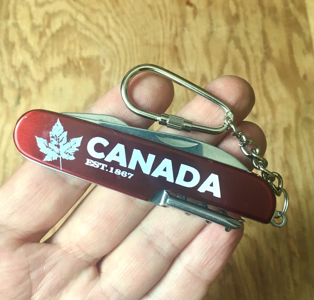 Swiss Style Folding Canada Knife With 5 Blades on Keychain - Etsy