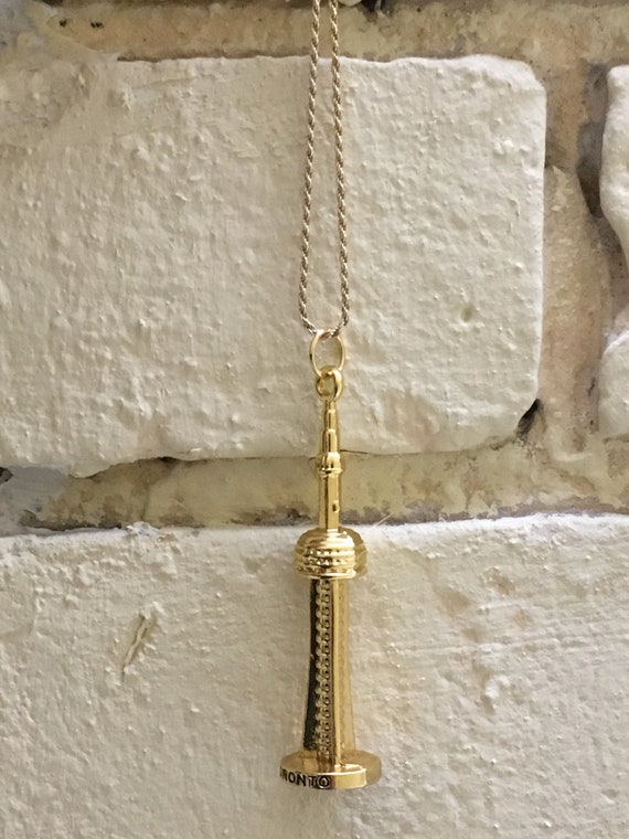 CN Tower Toronto - vintage golden charm - Gem