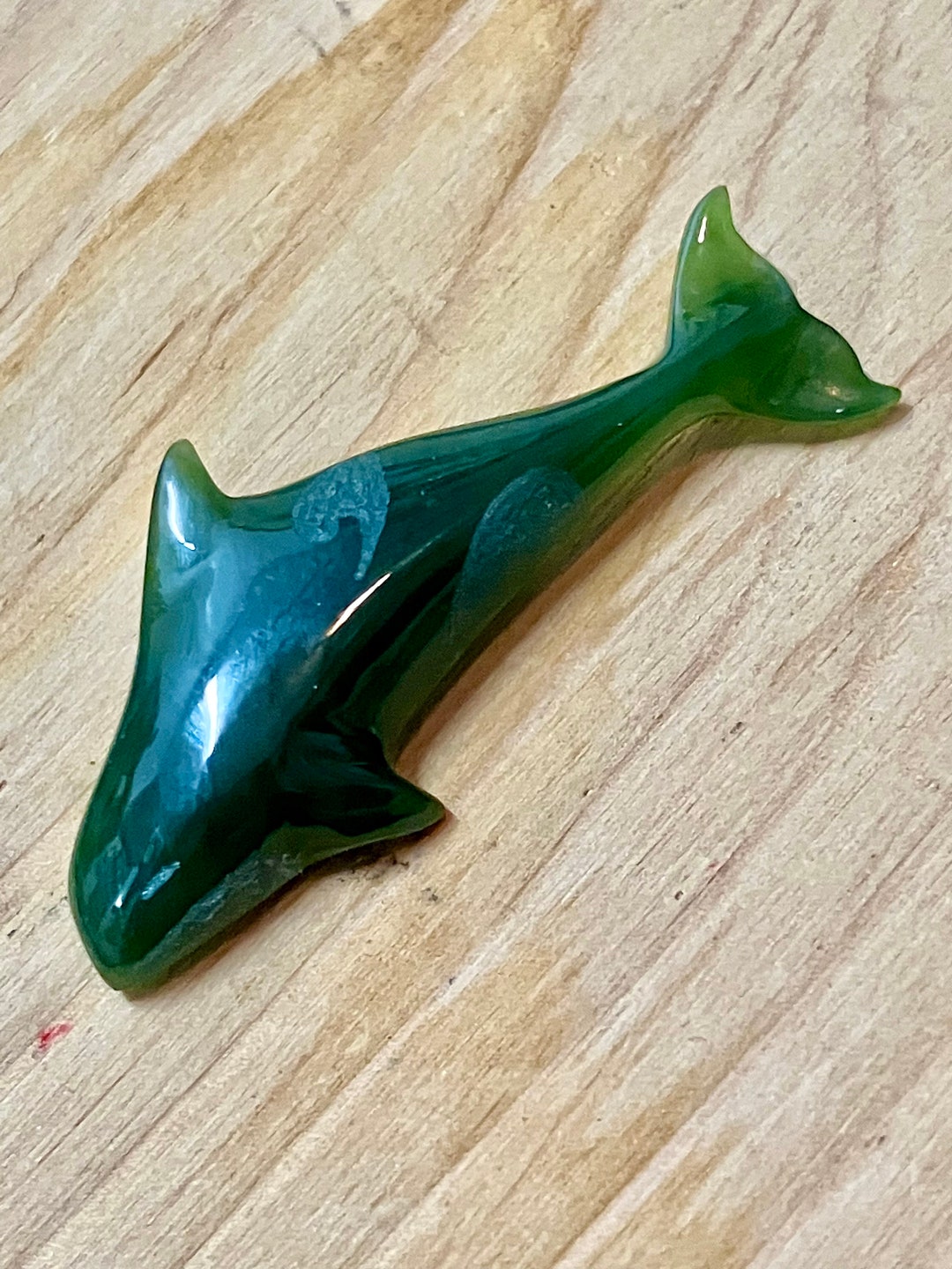 Orca Whale Vintage Carved Jade Stone Brooch. - Etsy