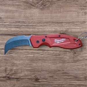 MILWAUKEE FASTBACK Stainless Steel Hawkbill Folding Knife With 2.45 In ...