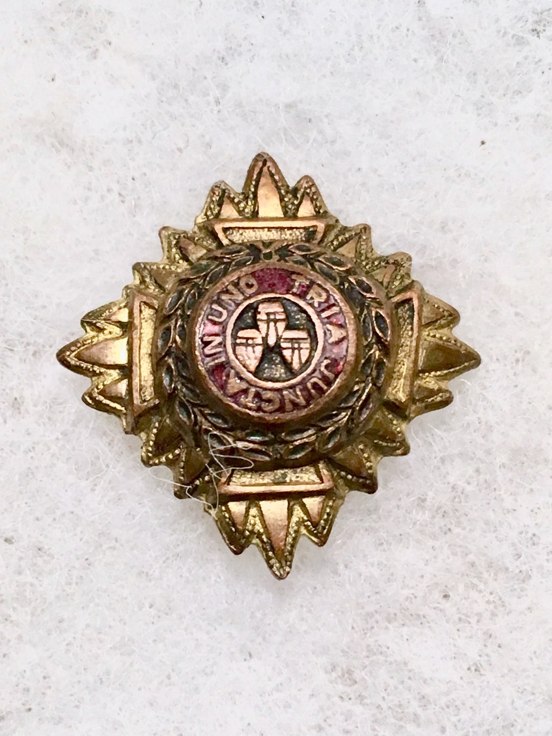 Tria Juncta In Uno Vintage Militarily Wwii Uniform Badge Pin Etsy