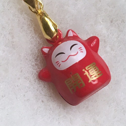 Lucky Cat Necklace Red Maneki Neko Good Luck Charm Japanese - Etsy