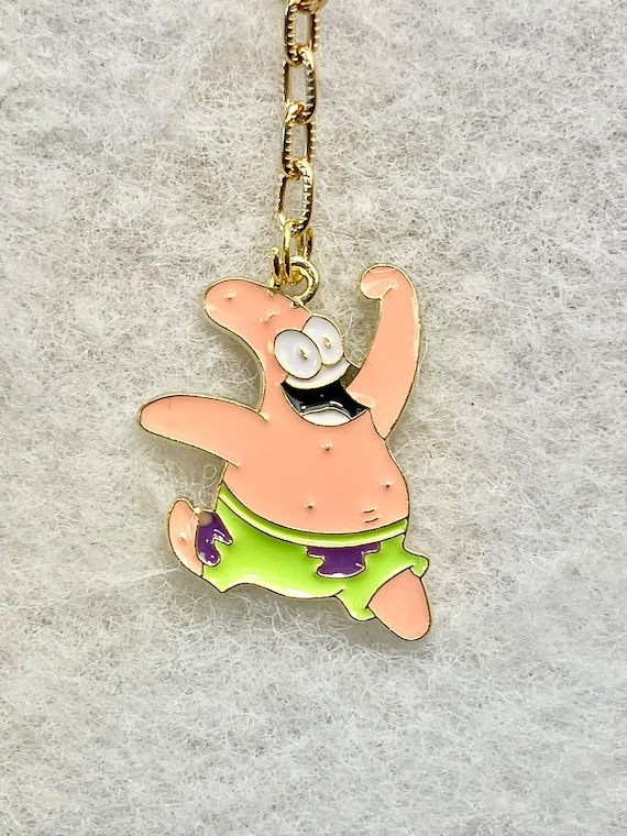 Patrick Star Vintage Enamel Charm Pendant on 18K Gold Plated Spinner. Etsy