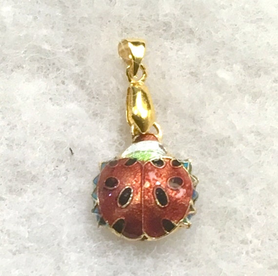 Miniature ladybug - 18k gold plated vintage enamel cl… - Gem