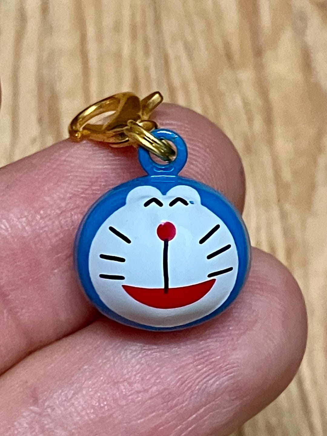 Doraemon Cat - Vintage Enamel Charm / Pendant / Bell on 18K Gold Plated ...