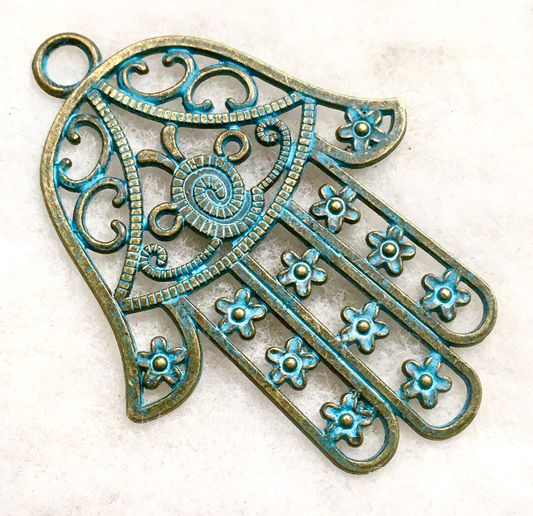 Hamsa Spiritual Palm Vintage Patina Copper Amulet - Etsy