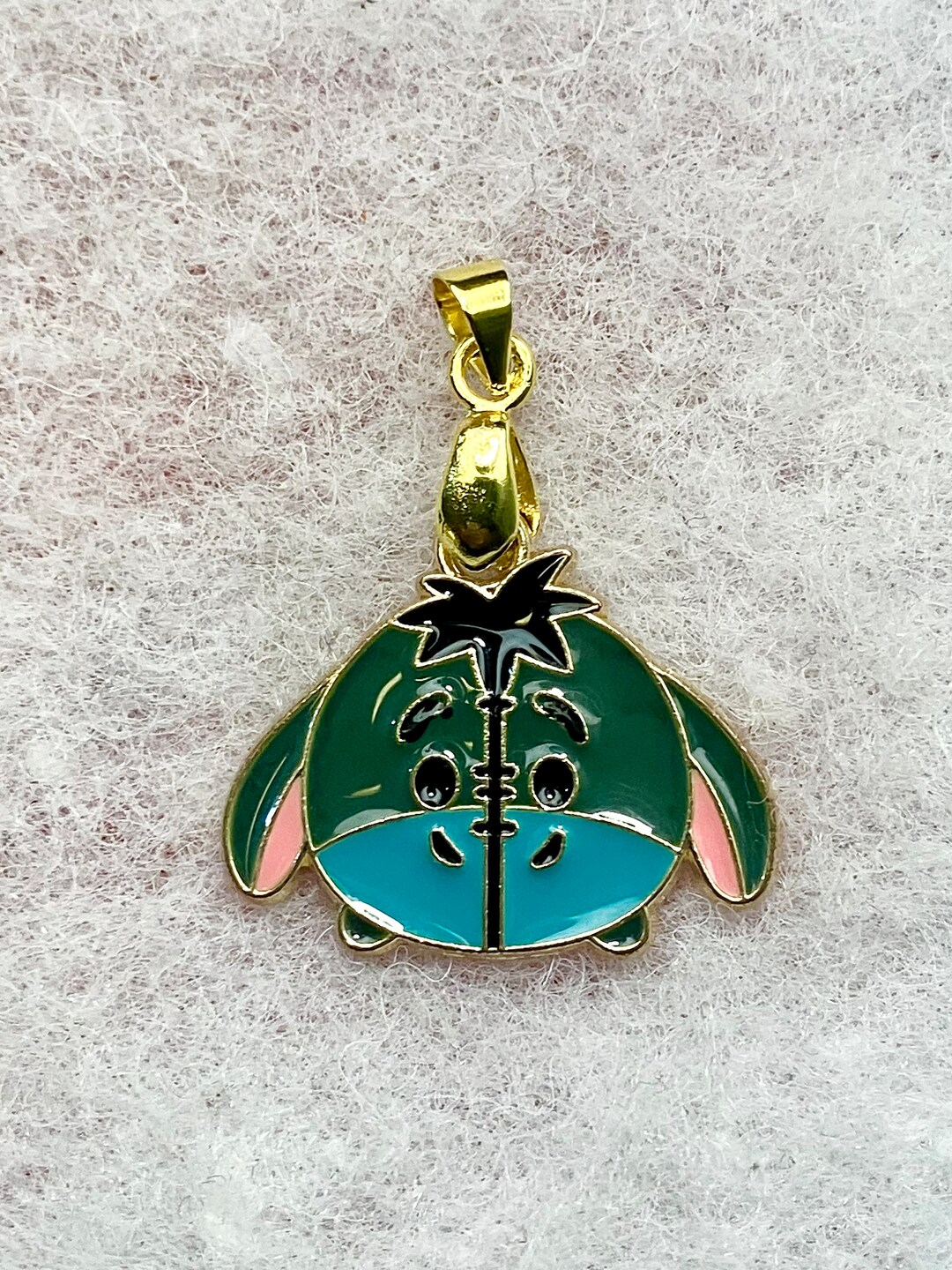 Donkey Eeyore - Vintage Enamel Charm / Pendant on 18K Gold Plated ...