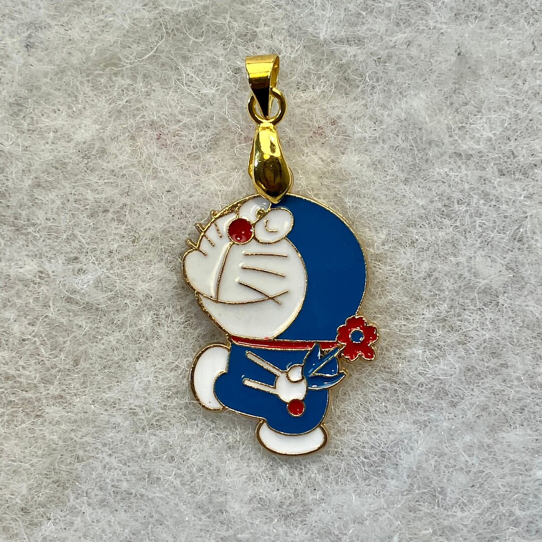 Doraemon Cat - Vintage Enamel Charm / Pendant on 18K Gold Plated ...