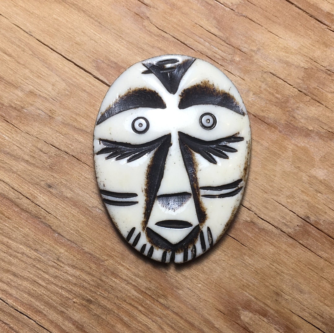 Bone Carved Primitive Mask - Vintage Tribe Charm / Pendant. - Etsy