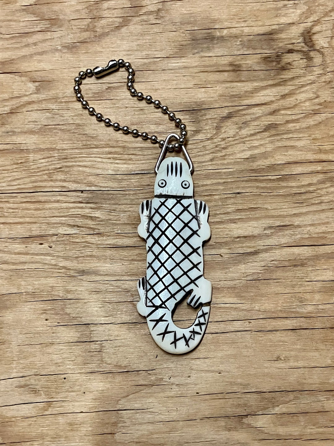 Crocodile Vintage Bone Carved Keychain. - Etsy