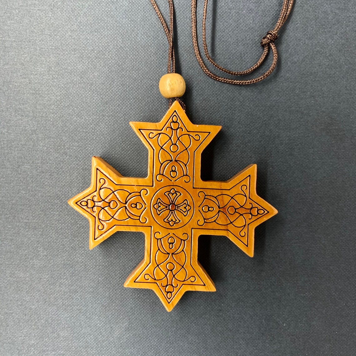 Coptic Laser Engraved Wood Cross in a High Quality Gift Box (3.15x3.15 ...