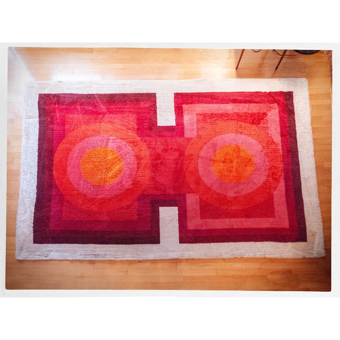 Verner Panton 8x12 Wool Rug, Vintage 70s Home Decor, Space Age Finnrya ...