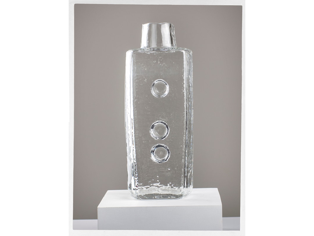 60s Vintage Cast Glass Vase, Textured Glass Vase Hirschberg Style, Bark ...