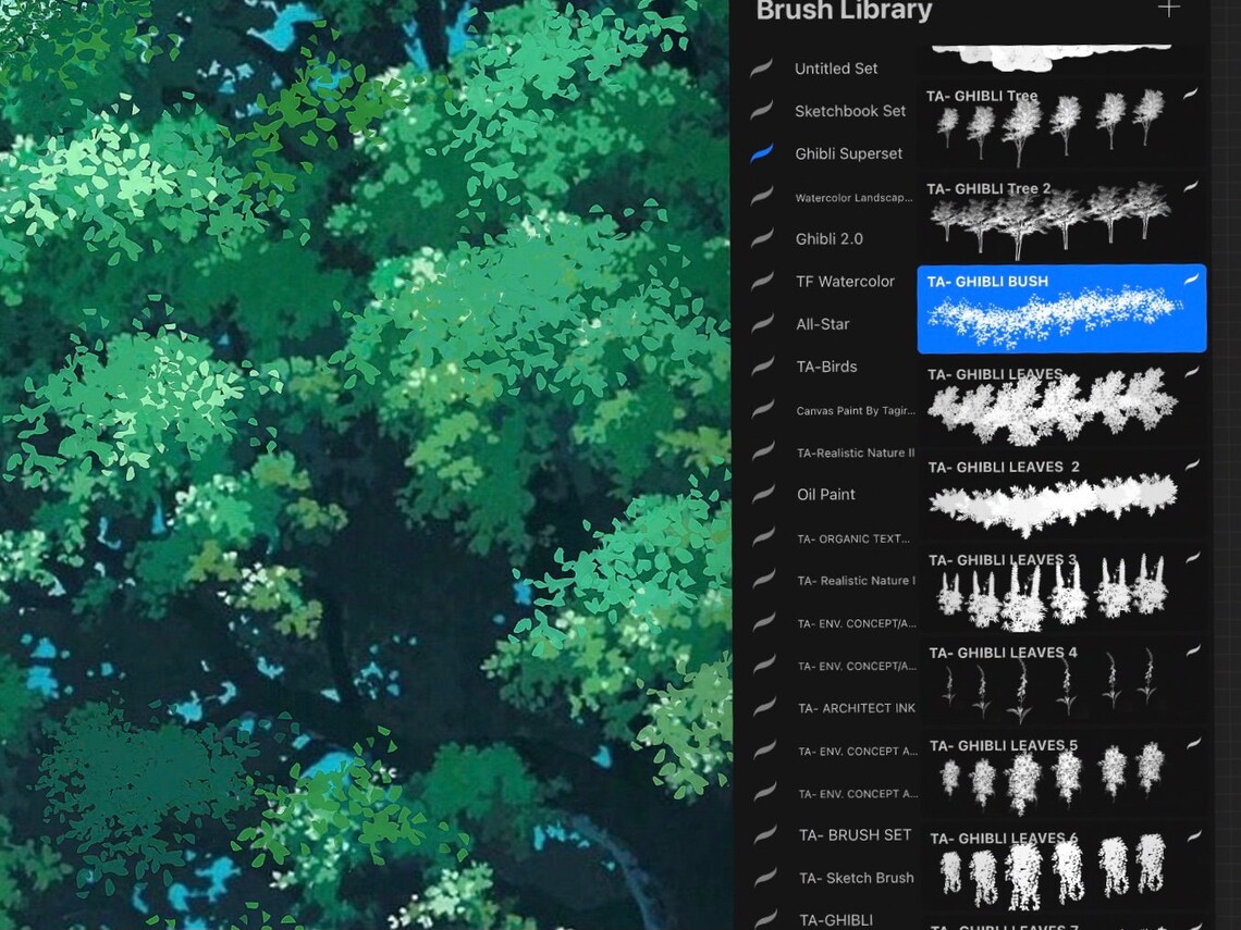 Ghibli 35 Procreate brush set / nature brush kit/ landscape | Etsy