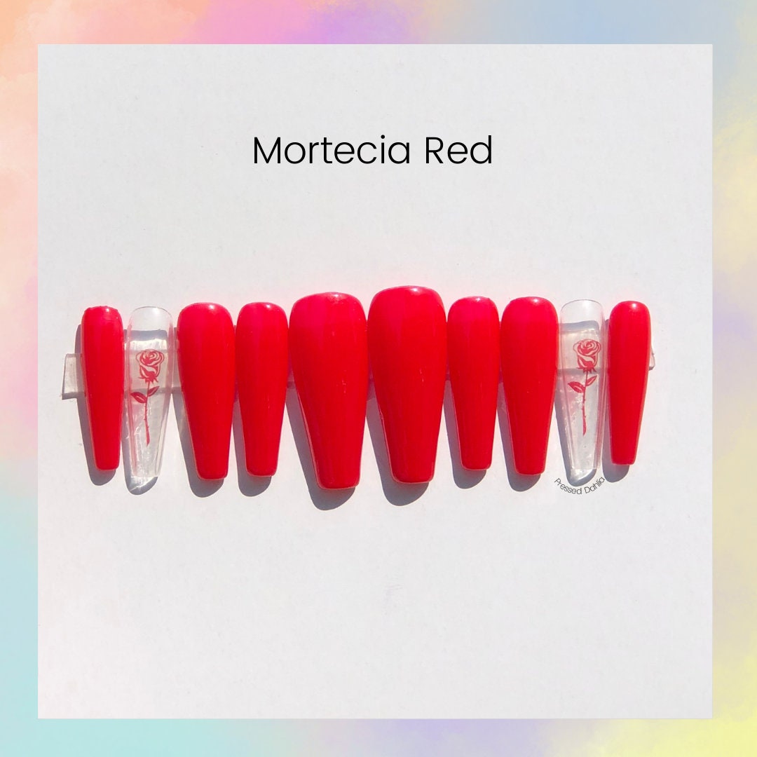Red Press on Nails,red Rose Nails,red Rose Press on Nails,red Nails ...