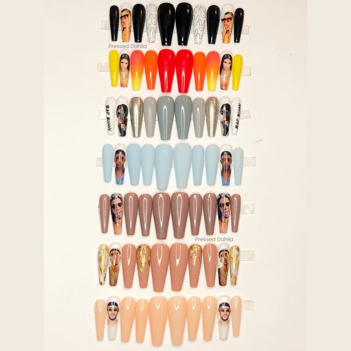 Bad Bunny Press on Nails Bad Bunny Nailscallaita Bad Bunny - Etsy