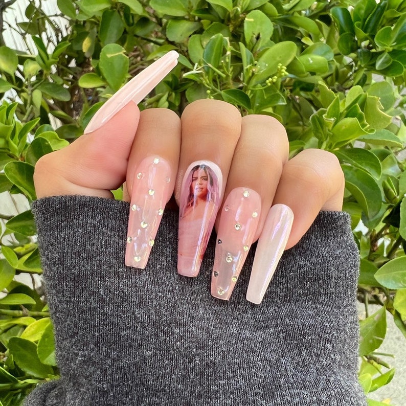 Karol G Press on Nails Karol G Nails Pink Karol G Nails - Etsy Denmark