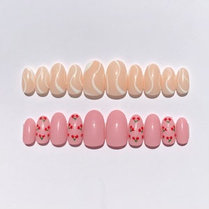 Pink Press on Nails, Cherry Press on Nails, Pink Cherry Press on Nails ...