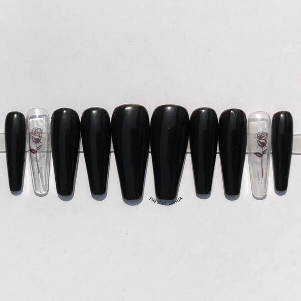 Morticia Addams Nails - Etsy