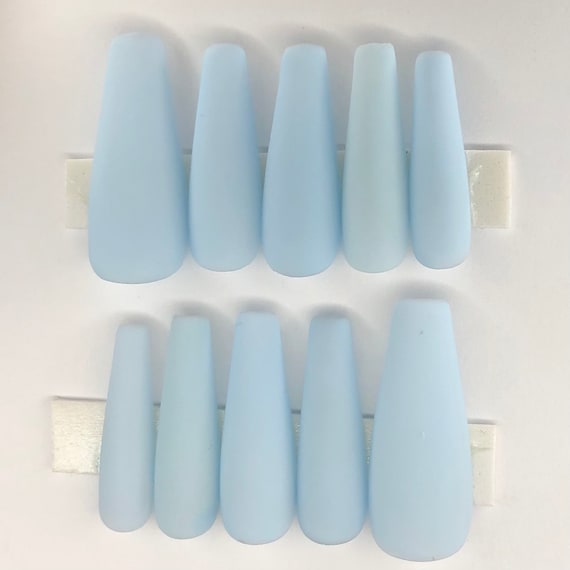 Baby Blue Press on Nails Matte Blue Nails Summer Press on | Etsy