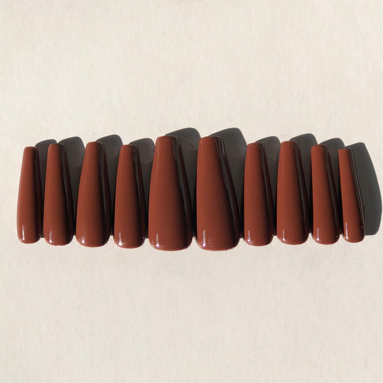 Brown Press On Nails Long Press On Nails Dark Brown Press On Etsy