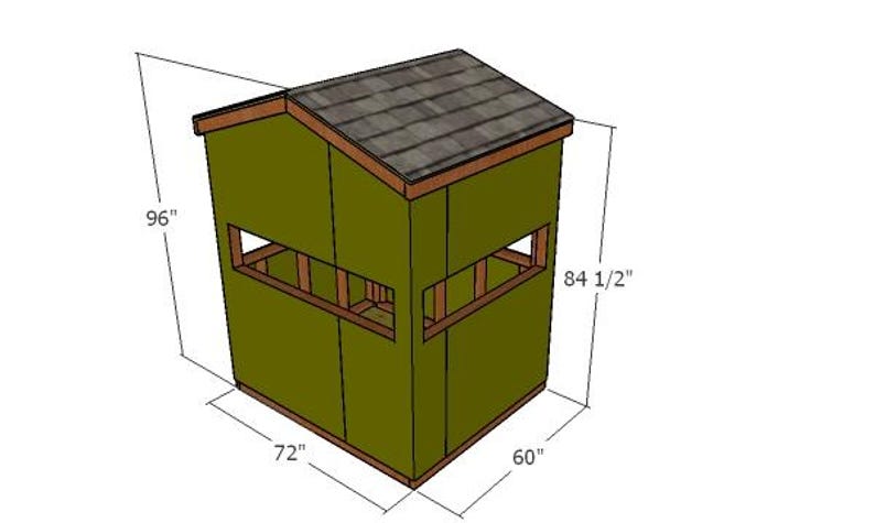 5x6 Deer Blind Plans – 360 Degree Windows on All Sides – 2x4 Framing 16 ...