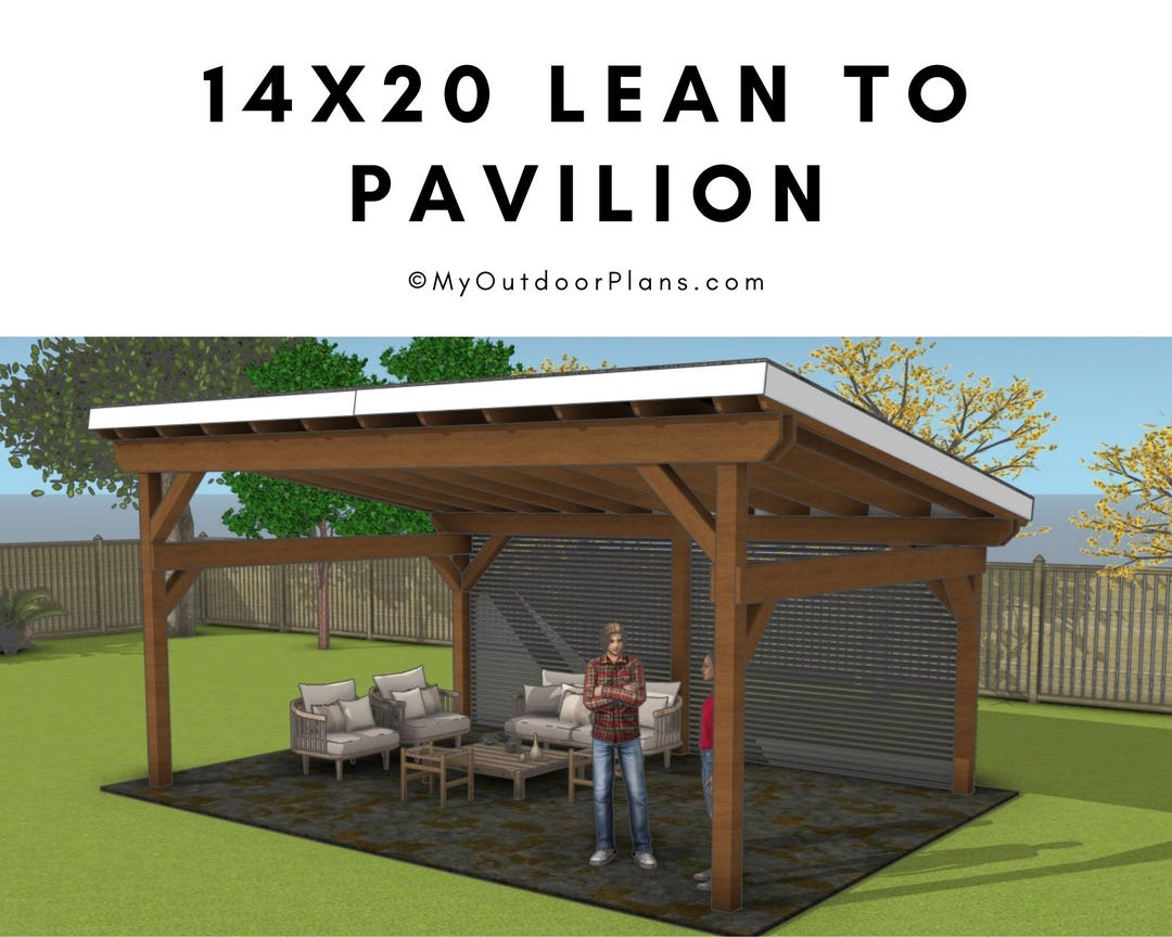 DIY 14x20 Lean to Pavilion Plans - Large Modern Backyard Gazebo Plans ...
