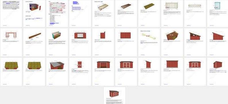6x16 Lean-to Shed Plans – DIY Narrow Storage With Double Doors (PDF ...