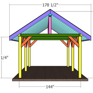 12x16 Rectangular Pavilion With Gable Roof Plans - PDF Download - Etsy