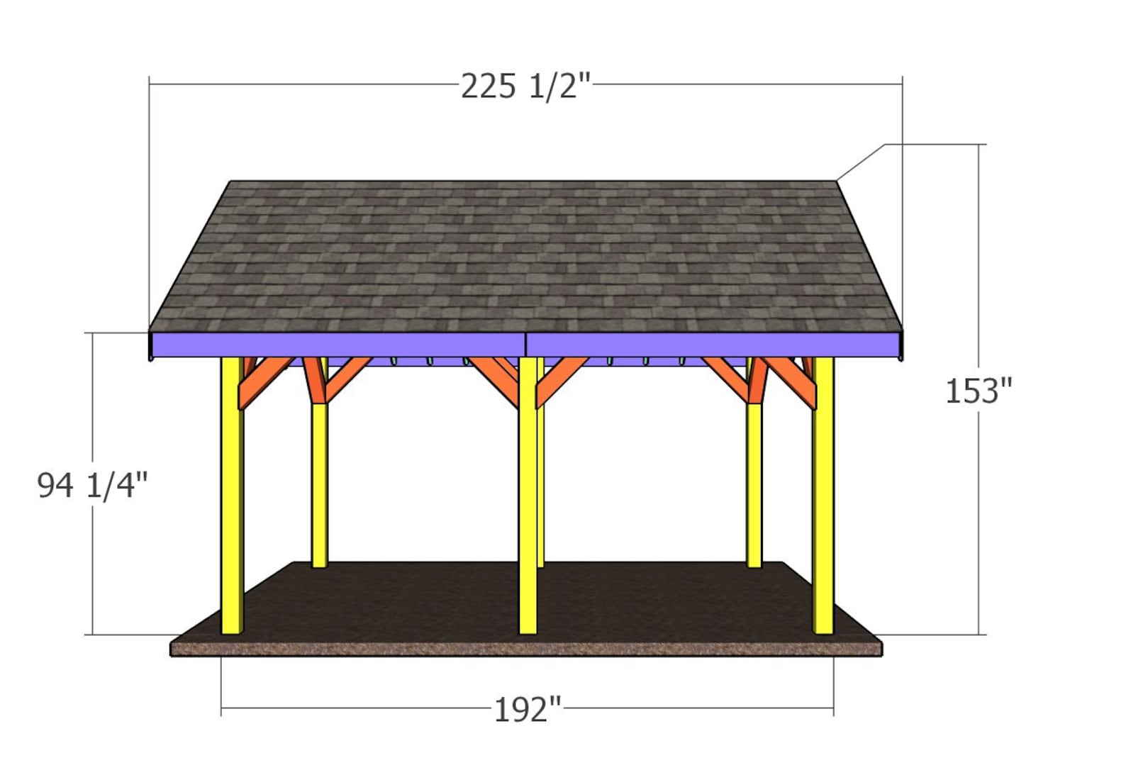 12x16 Rectangular Pavilion With Gable Roof Plans - PDF Download - Etsy