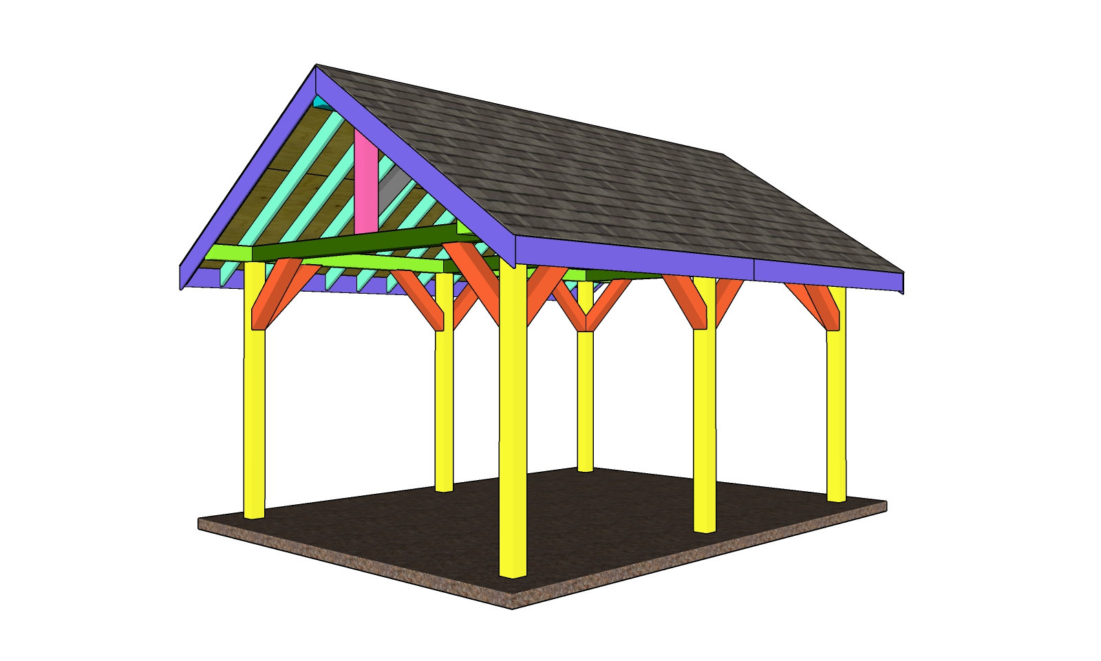 12x16 Rectangular Pavilion With Gable Roof Plans - PDF Download - Etsy