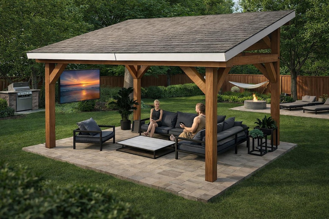 DIY 12x16 Lean to Pavilion Plans – 4 Post Design (PDF Download) - Etsy