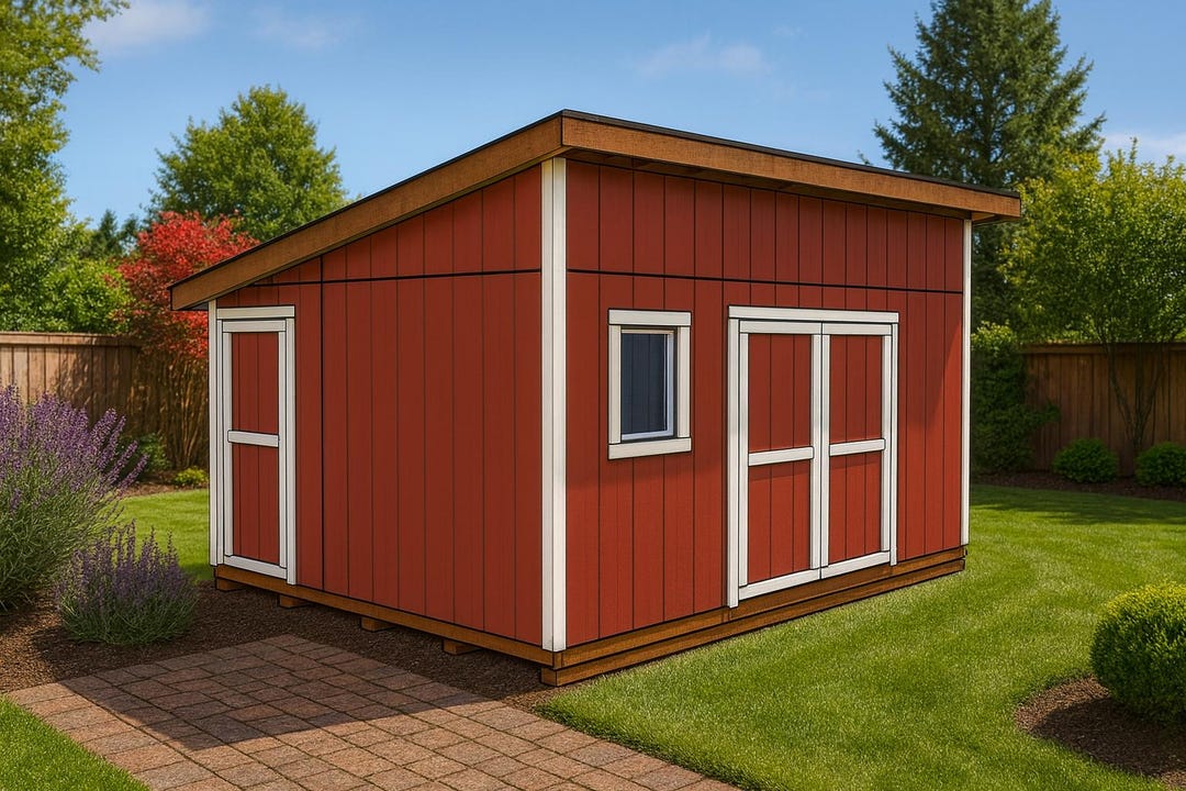 14x16 Lean to Shed Plans: DIY Storage Shed With Double Doors (PDF ...