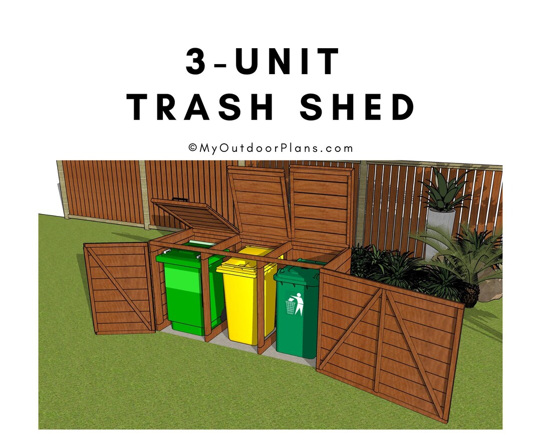 DIY 3-unit Trash Bin Shed Plans - PDF Download - Etsy