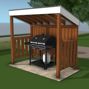 DIY 4x8 Grill Shelter Plans – Lean-to BBQ Cover (PDF Download) - Etsy