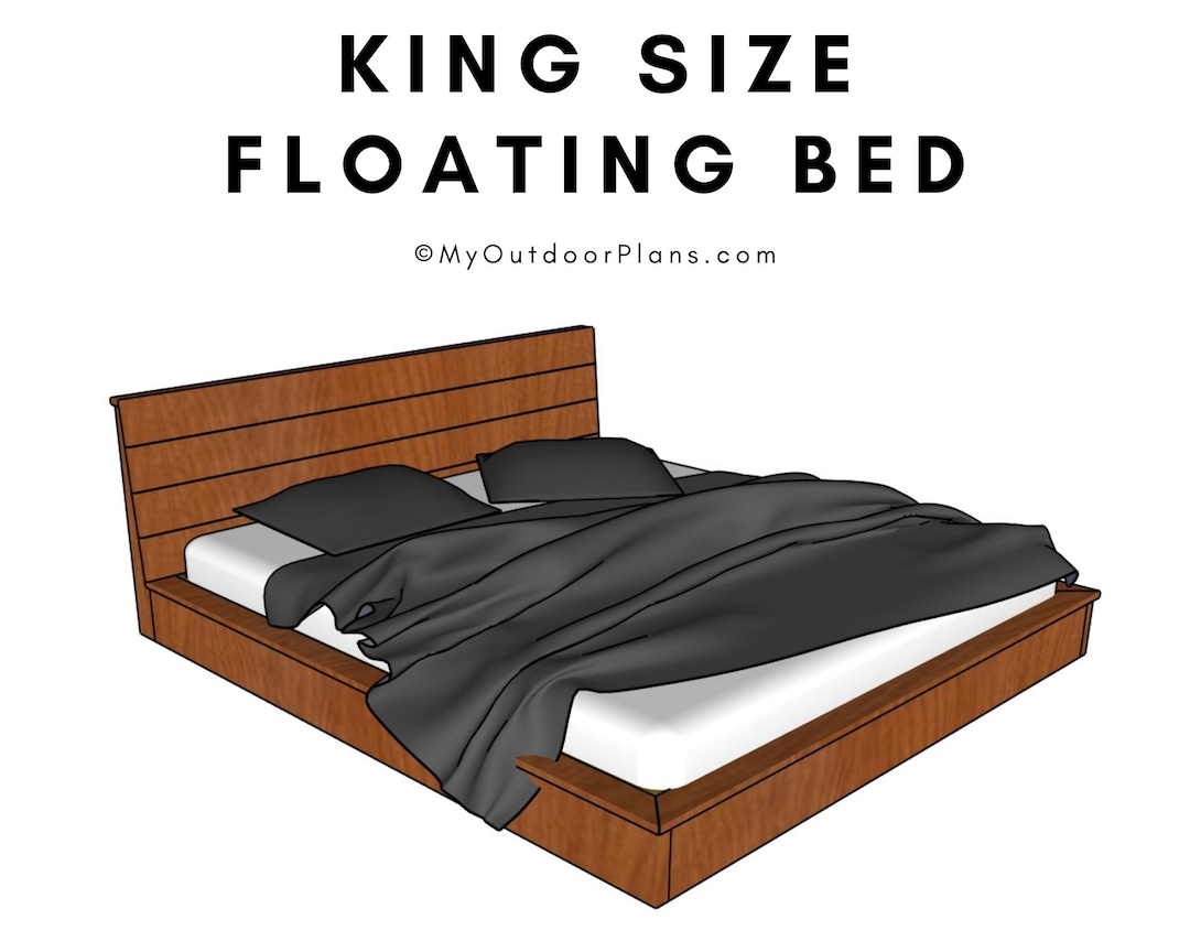 DIY King Size Floating Bed Frame Plans - Wooden King Platform Bed Plans - PDF Download - Etsy